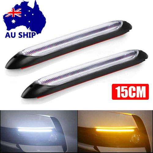 2X Sequential LED Strip Turn Signal Indicator Car DRL Daytime Running ...