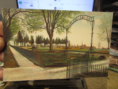 F1 Vintage Old OHIO Postcard SHELBY Oakland Cemetery Entrance Gate ...