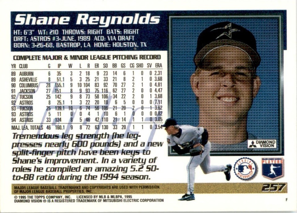1995 Topps Baseball #257 Shane Reynolds | eBay