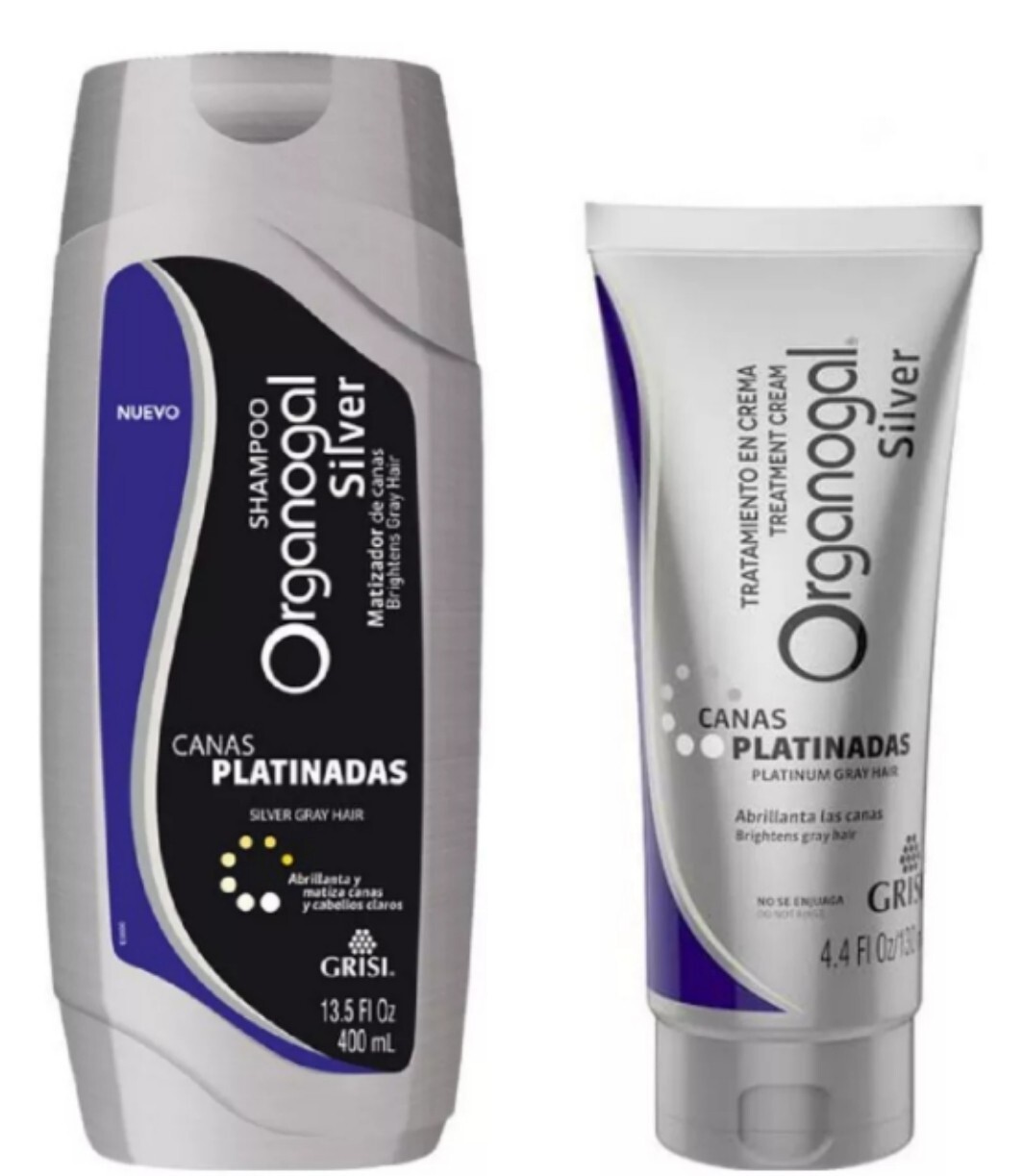 Shampoo Organogal SILVER y Tratamiento en Crema (Abrillanta las Canas ...