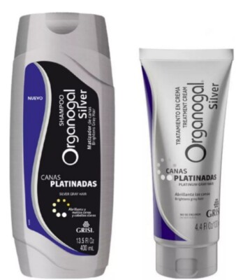 Shampoo Organogal SILVER y Tratamiento en Crema (Abrillanta las Canas ...