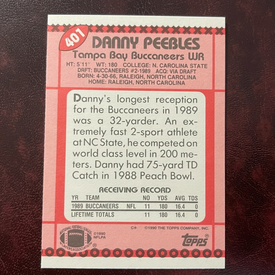 1990 Topps TIFFANY Set DANNY PEEBLES #401 BUCCANEERS ** MINT ** HIGH ...