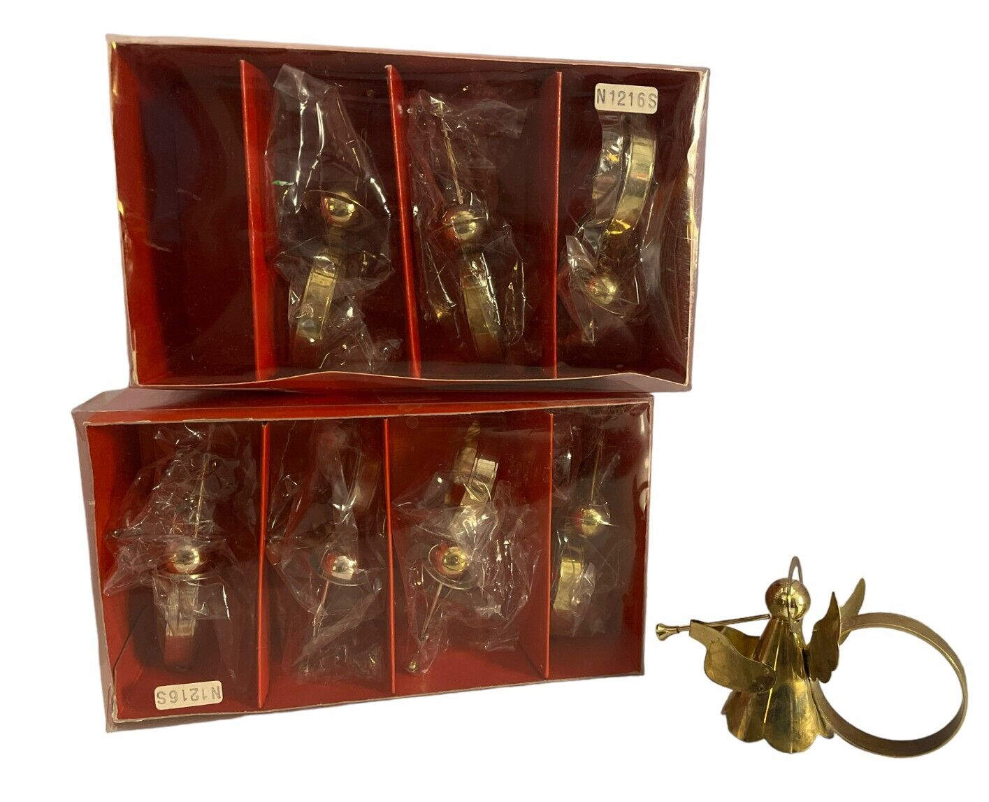 Vtg Brass Christmas Angel Bugle Trumpet Dinner Hong Kong Holiday Napkin ...