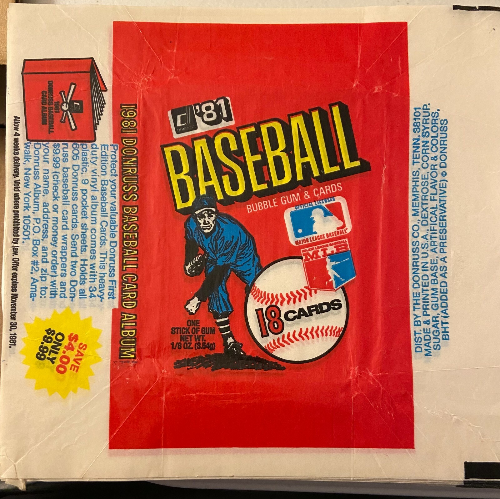 1981 Donruss Baseball Card Wax Pack Wrapper | eBay