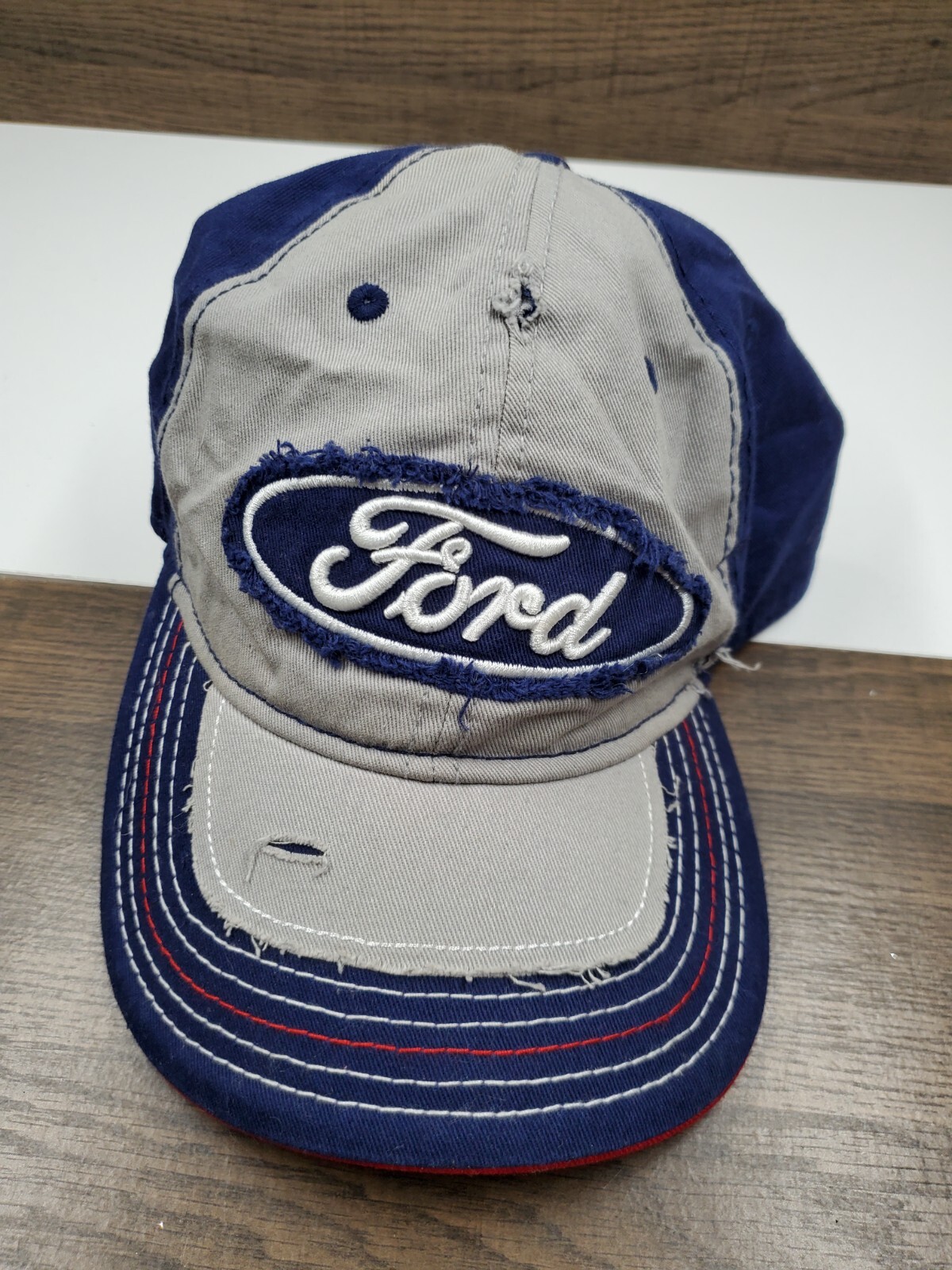 FORD Trucks Gray Distressed Thick Stitch Hat Cap Adju… - Gem