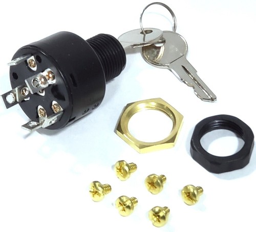 Marine Ignition Key Switch, 3 Position Magneto, Off-Run-Start, Push To ...