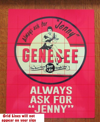 GENESEE BEER "ALWAYS ASK FOR JENNY" 8X10 ALUMINUM SIGN! FREE SHIPPING ...
