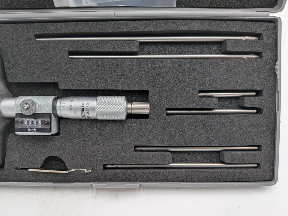 SPI 17-821-0 Depth Micrometer: 6'' Range, 6 Rods Ratchet Stop Thimble 4 ...