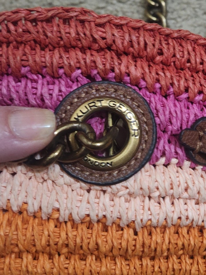 KURT GEIGER LONDON Chelsea Rainbow Stripe Woven Raffia Shoulder Bag | eBay