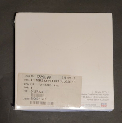 100 Disks Thomas CFP41 Cellulose Quantitative Filter Paper 15cm ...