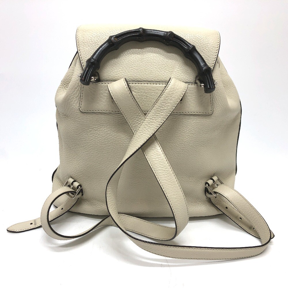 GUCCI 370833 Bamboo Backpack Leather WhiteBased GUCCI 370833 Bamboo Backpack Leather WhiteBased