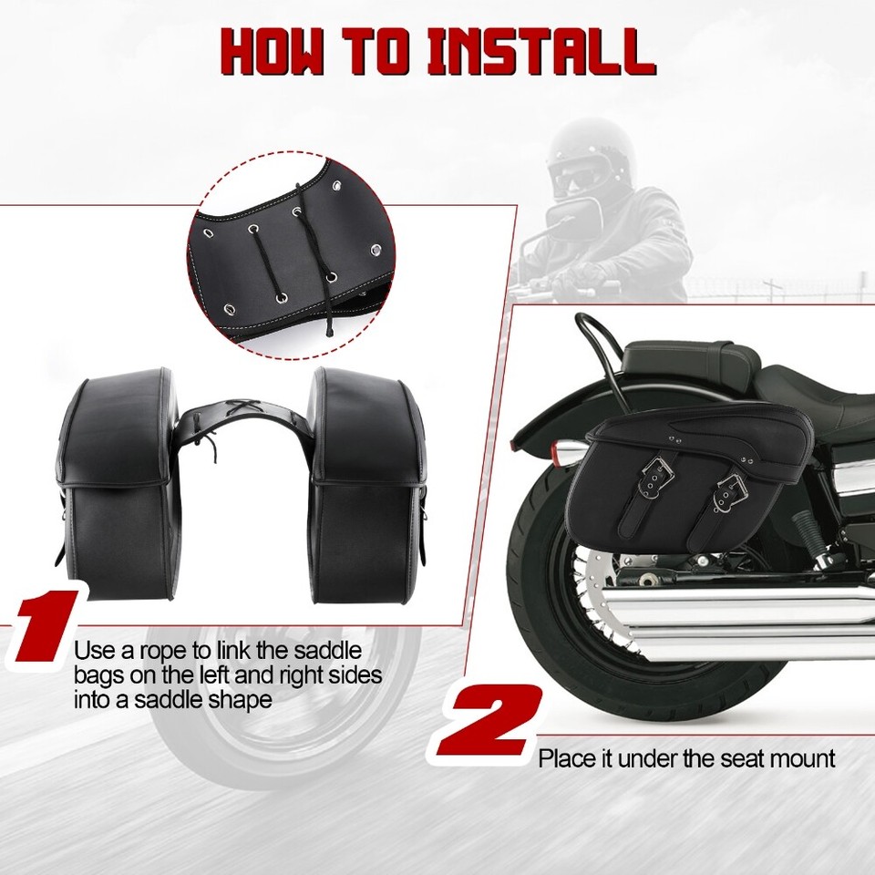 Motorcycle Side Saddle Bags For Yamaha V-Star 650 950 1100 1300 Classic ...