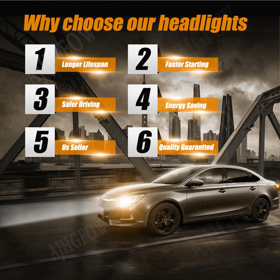 H11 LED Headlight Super Bright High/Low Beam Bulbs Kit 6500K White ...