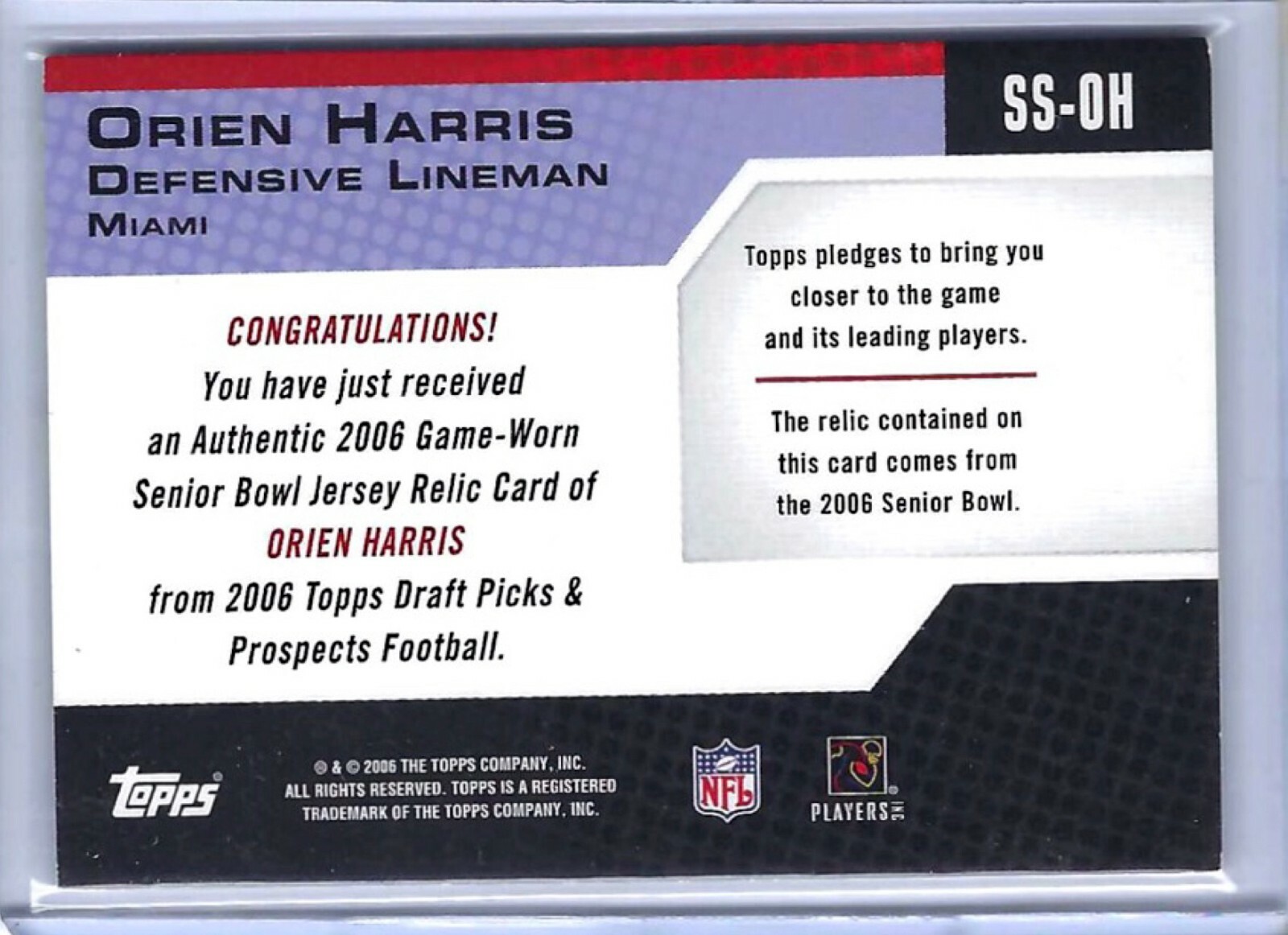 2006 Topps Draft Picks & Prospects Senior Standout Jersey - Orien ...