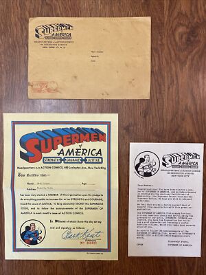 Supermen Of America Club Member Certificate Letter & Envelope #355821 ...