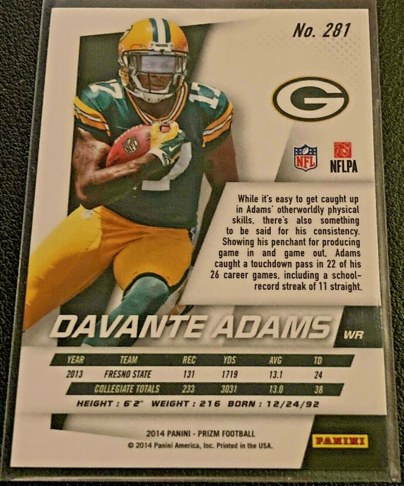 Davante Adams 2014 Panini Prizm Rookie Card RC #281 RAIDERS Packers | eBay
