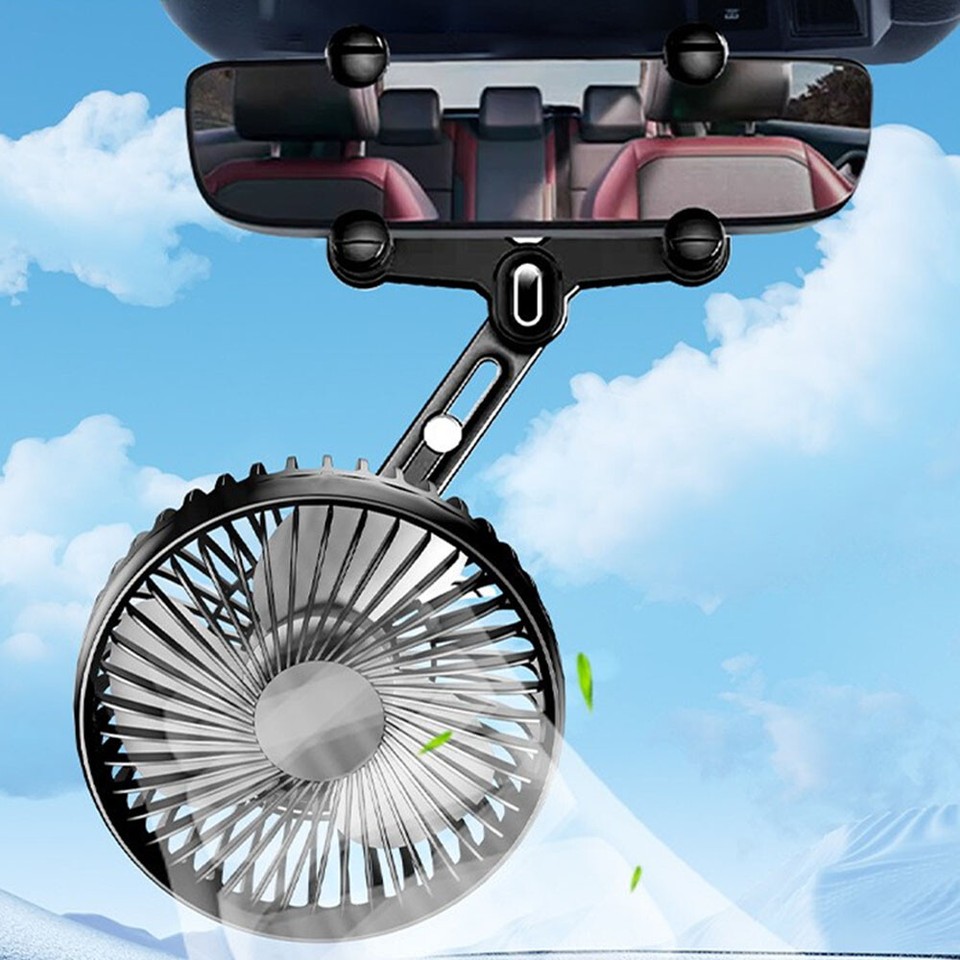 USB Car Cooling Fan Car Rearview Mirror Mount Fan Adjustable Vehicle ...