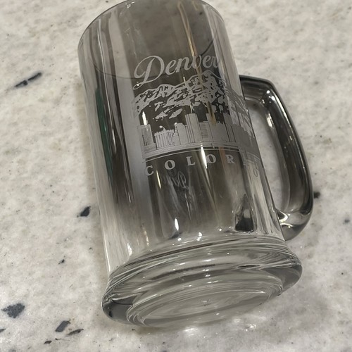 Denver Colorado Skyline Etched Chrome Smokey Mirrored Silver Glass Mug ...