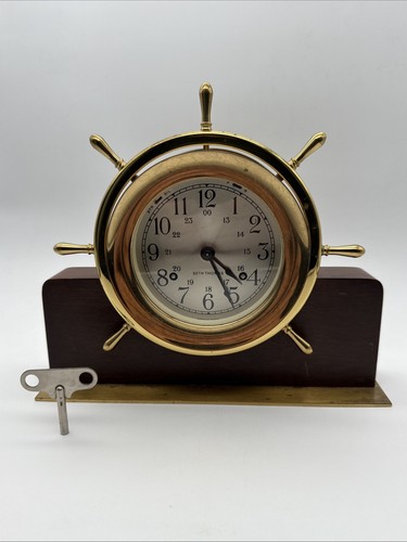 VTG Seth Thomas-E537-001 Ships Wheel Bell Strike Brass Clock -Works ...