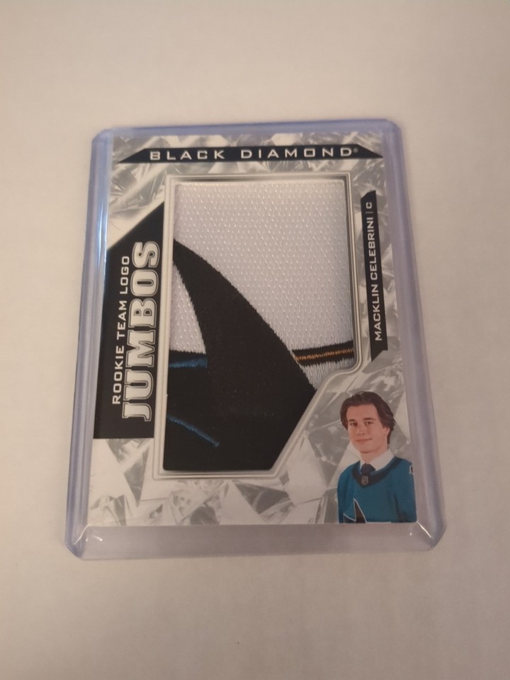 24-25 Black Diamond MACKLIN CELEBRINI Rookie Team Logo Jumbos Shark Fin ...