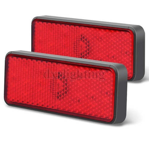 2X LED Reflector Rear Tail Brake Light Marker Stop Red Motorcycle ATV ...