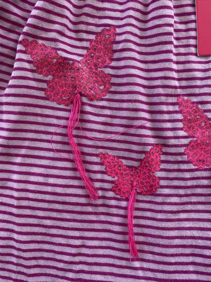 Deux Par Deux NWT Pink Stripe Butterfly Knit Tank-4T | eBay UK