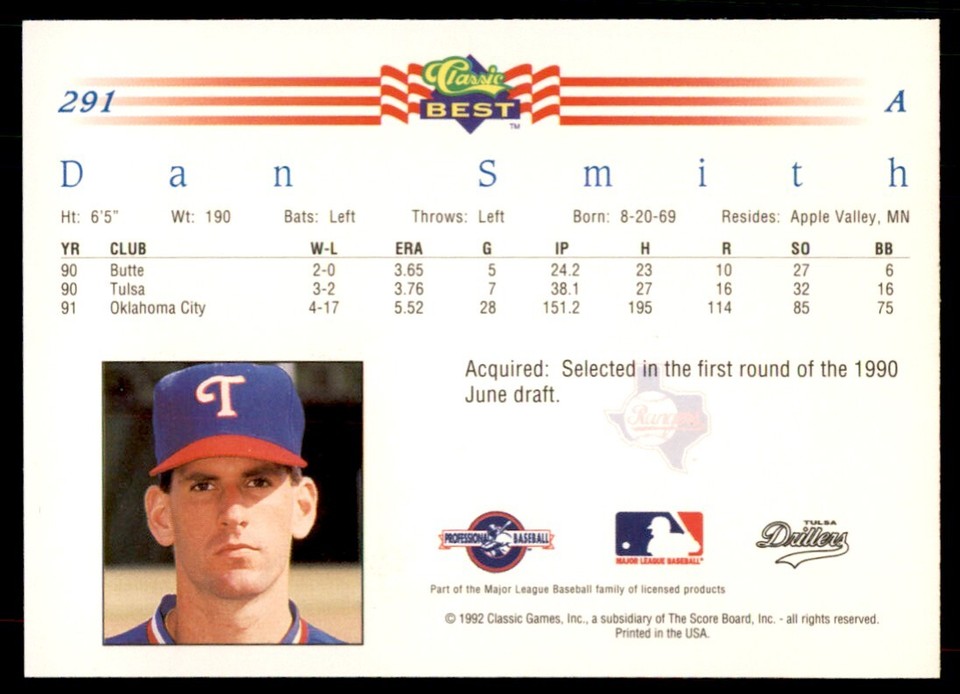 1992 Classic Best Dan Smith Baseball Cards #291 | eBay