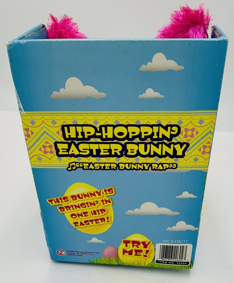 New Gemmy Hip-Hoppin' Easter Bunny Pink Plush Stuffed Animal Electronic ...