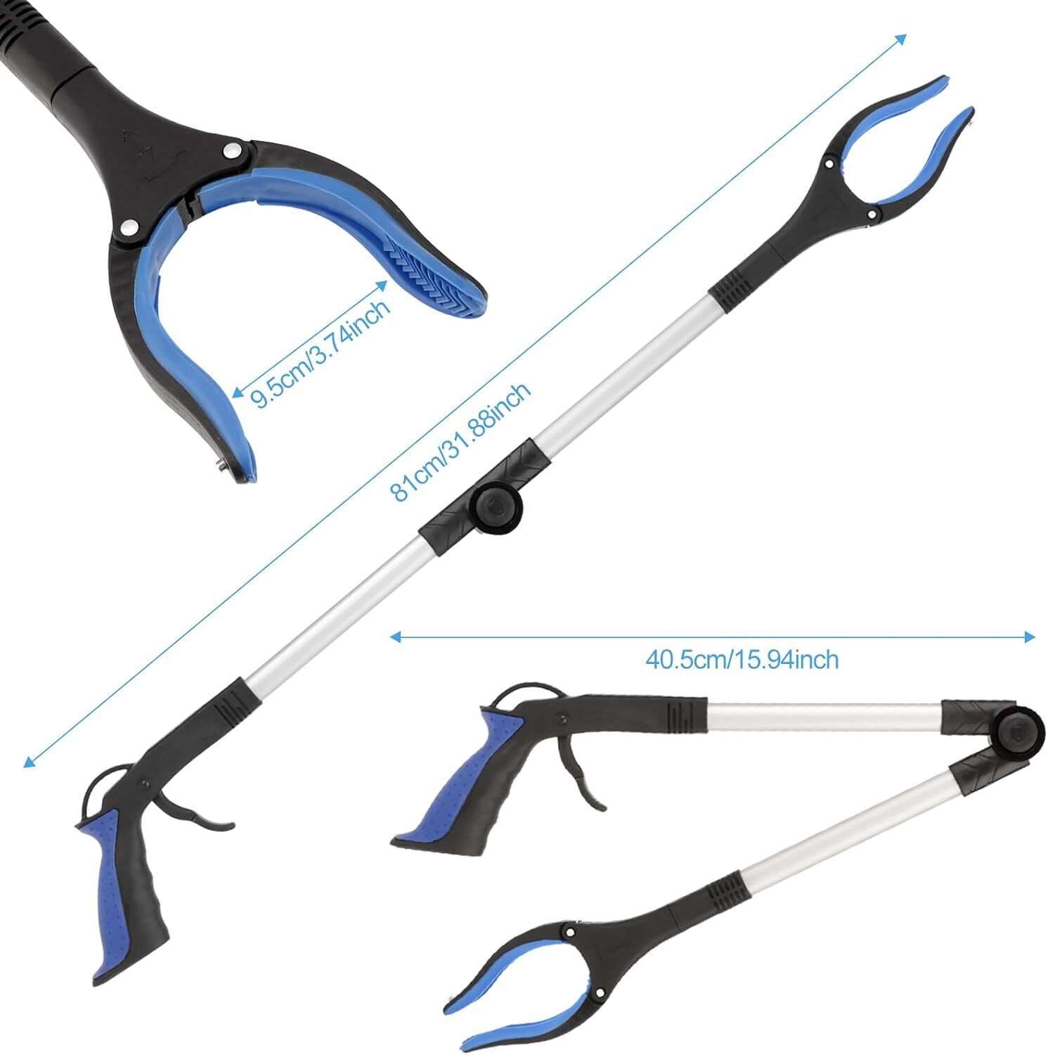 2 X LONG REACH GRABBER REACHER LITTER PICKER HELPING HAND HELD PICK UP ...