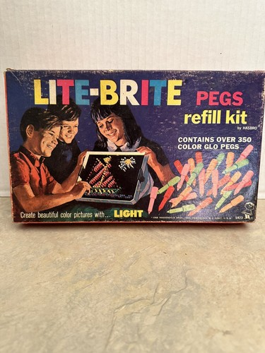Vintage 1968 Hasbro Lite-Brite Pegs Refill Kit - Color Glo Pegs #5473 ...