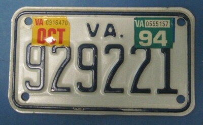1994 Virginia Motorcycle License Plate | eBay