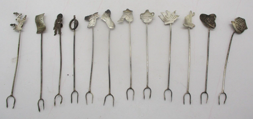 Sterling Silver Mexico Set Of 12 Alpaca Appetizer Cocktail Forks Hat ...