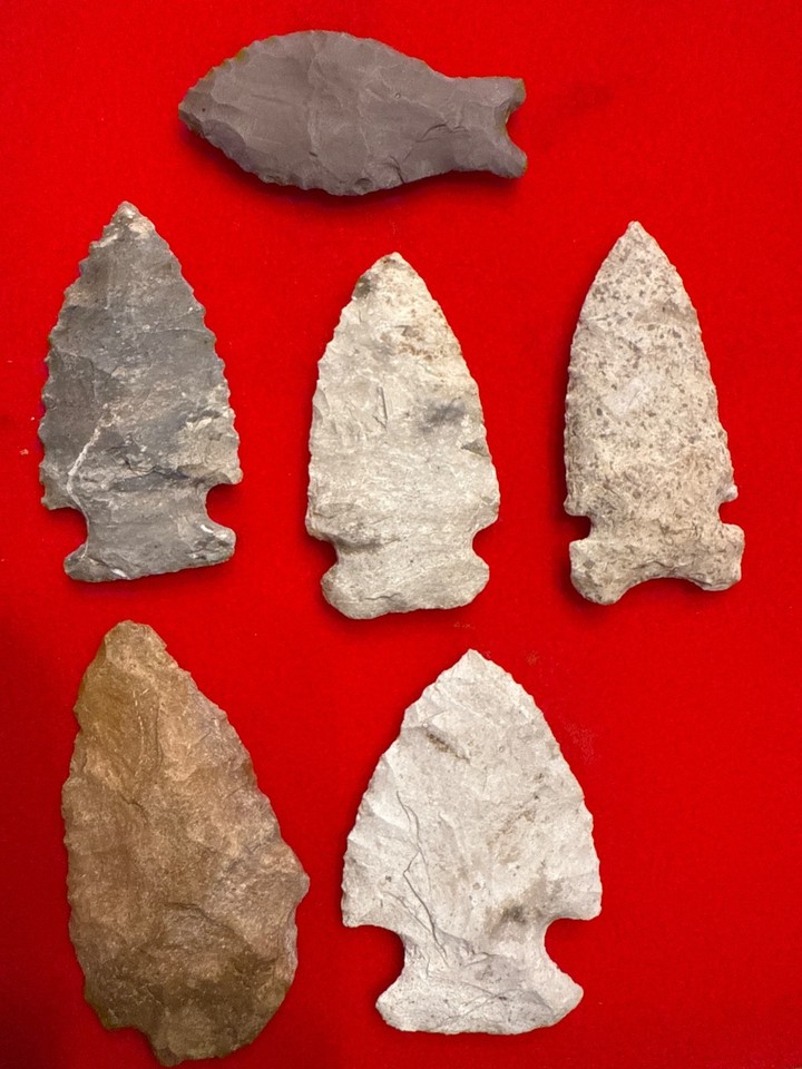 lot of 6 points arrowheads artifact woodland archaic paleo | eBay