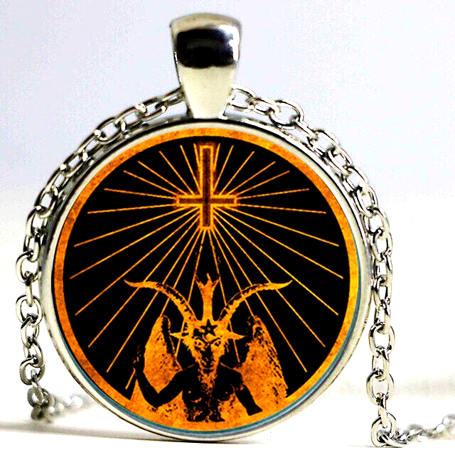 RARE SYMBOL BAPHOMET SATAN DEVIL PAGAN Pendant On 20" 925 Sterling ...