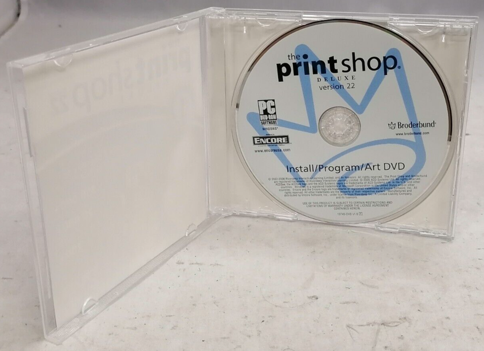 Broderbund The Printshop Deluxe Version 22 Software Disc P/N: 184732-FI ...