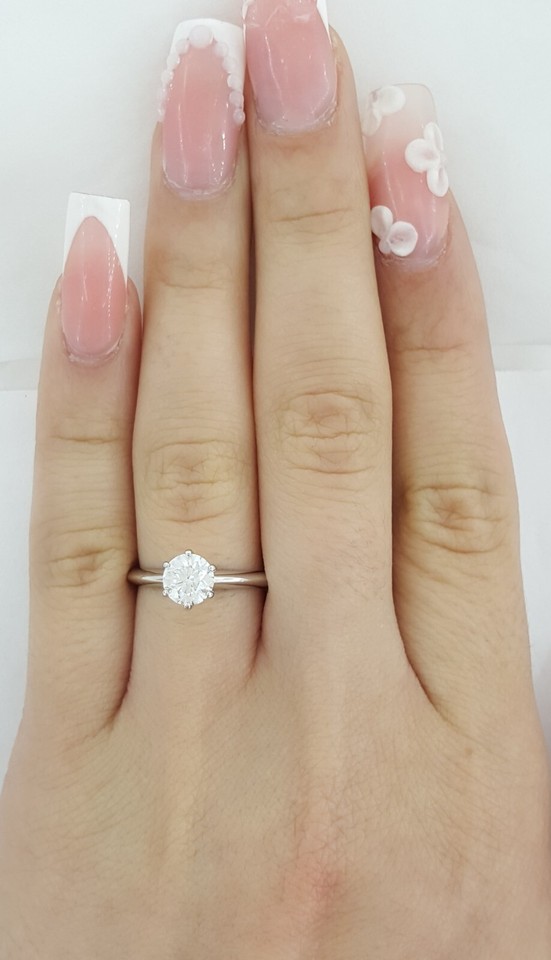 Tiffany & Co Round Diamond Solitaire Platinum Engagement Ring 0.74 ct ...