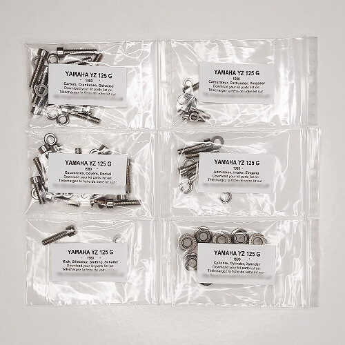 YAMAHA YZ 100 J H 1982-1983 Kit vis BTR inox moteur YZ100 YZ100J YZ100H ...