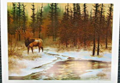 Elk by the River, Art Print by George Wise, 1988 Signed | eBay