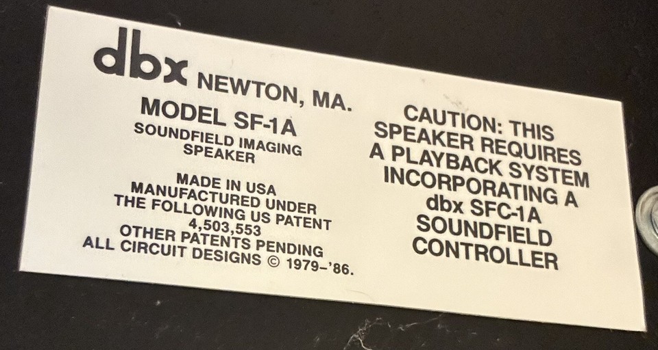 DBX SF1A SPEAKERS WITH MODEL 1A CONTROLLER GREAT CONDITON | eBay