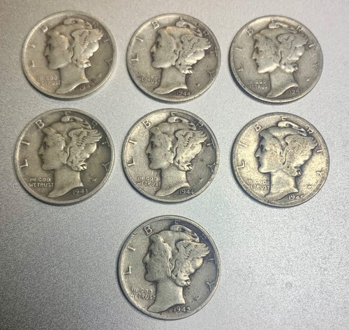 .70 Cents Face (7) 90% Silver Mercury Dimes VG-Fine Condition. SN740 | eBay