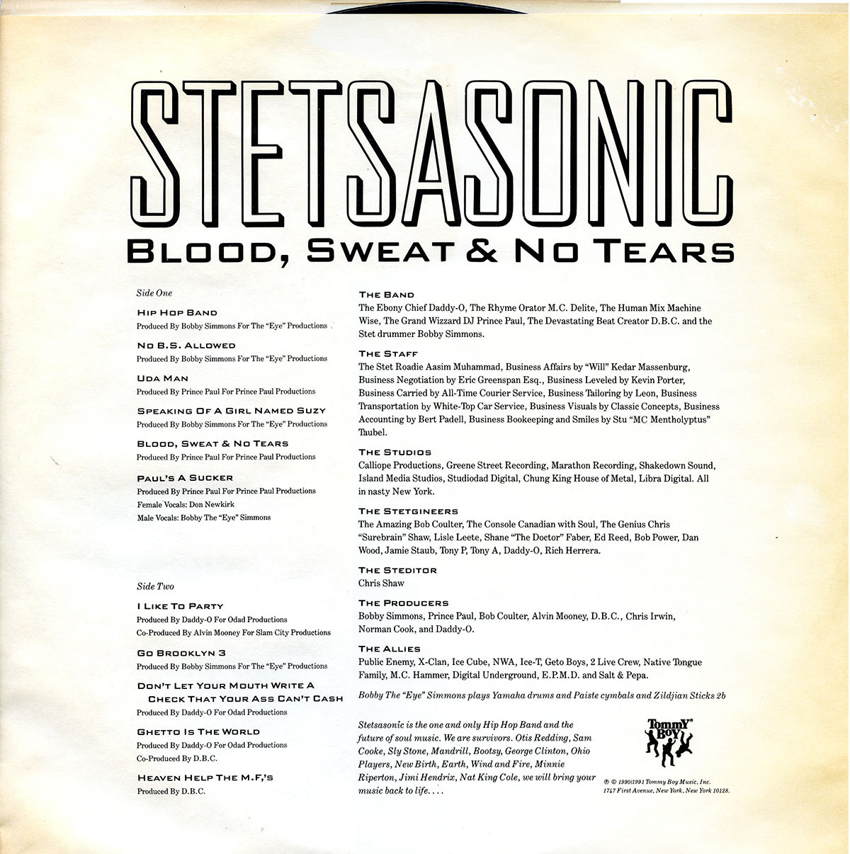 Stetsasonic. Blood, Sweat & No Tears. LP Vinyl | eBay