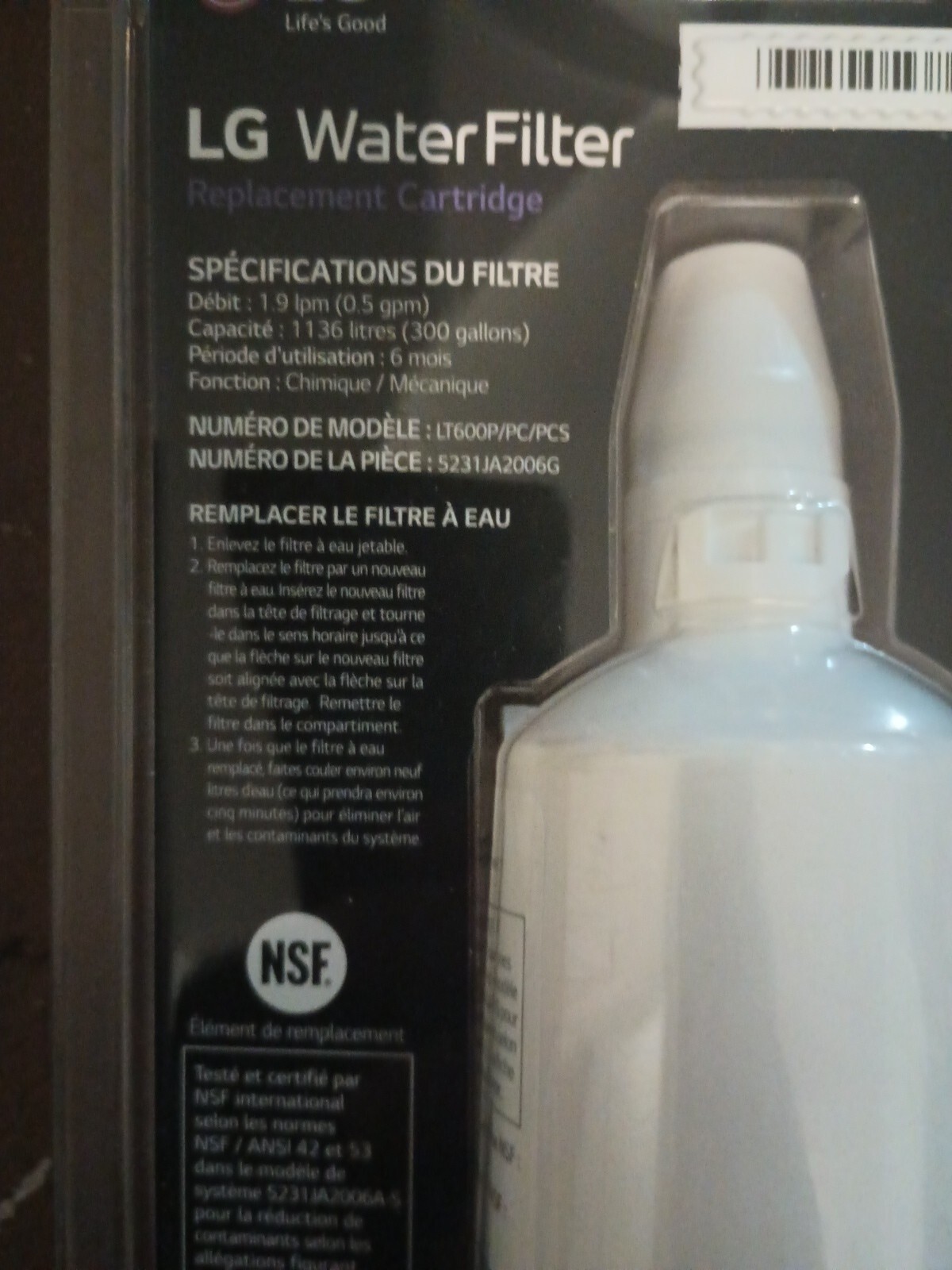 LG LT600P Refrigerator Water Filter - White for sale online | eBay