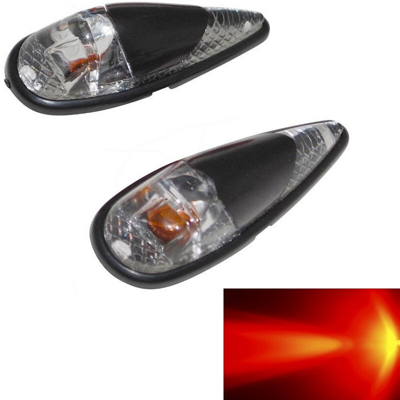 BLACK TEARDROP TURN SIGNAL INDICATOR AMBER BULB MOTORCYCLE MOTORBIKE ...