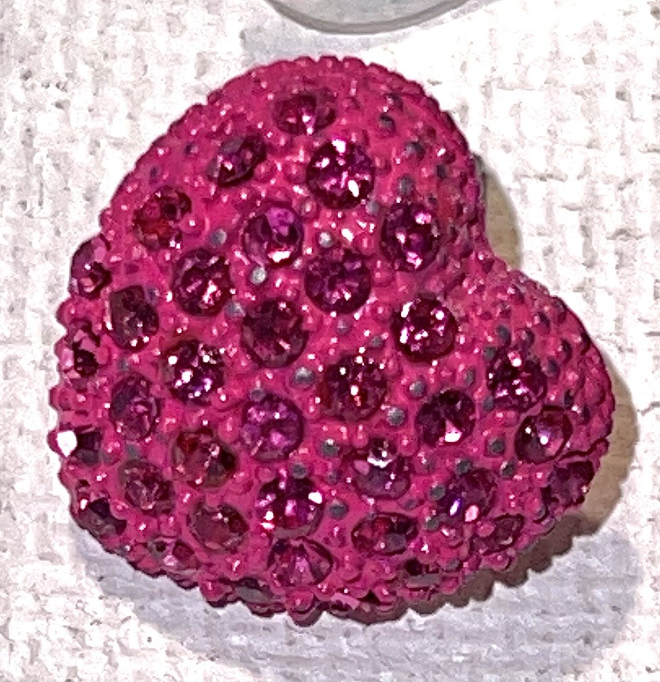Vintage Hot Pink Pave Rhinestones Heart Post Stud Earrings Valentine's ...