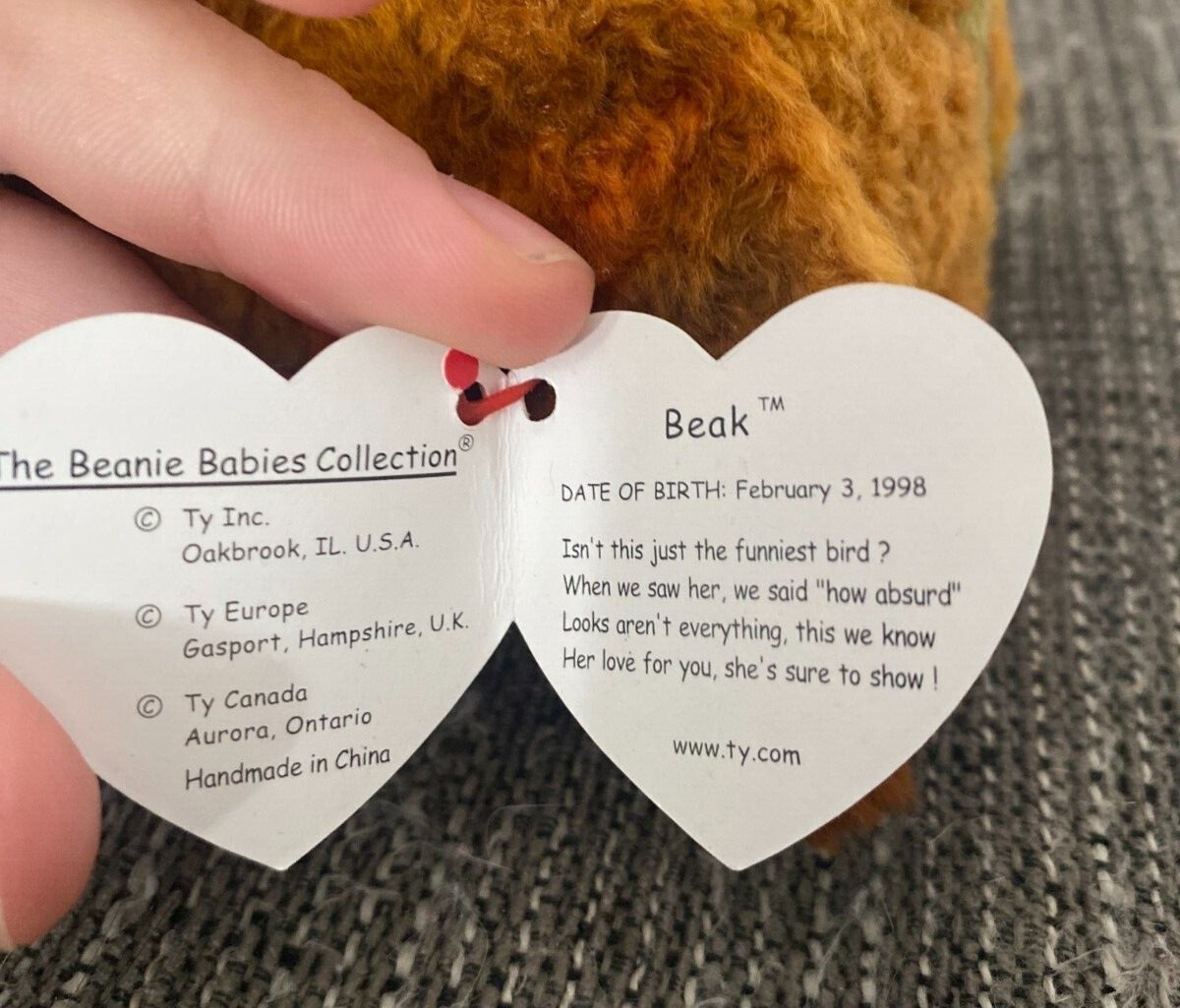 **RARE* *MINT* TY Beanie Baby Beak 1998 Limited Edition Retired | eBay