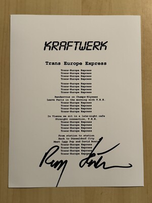 RALF HUTTER SIGNED LYRIC SHEET AUTOGRAPHED KRAFTWERK FOUNDER RARE COA ...