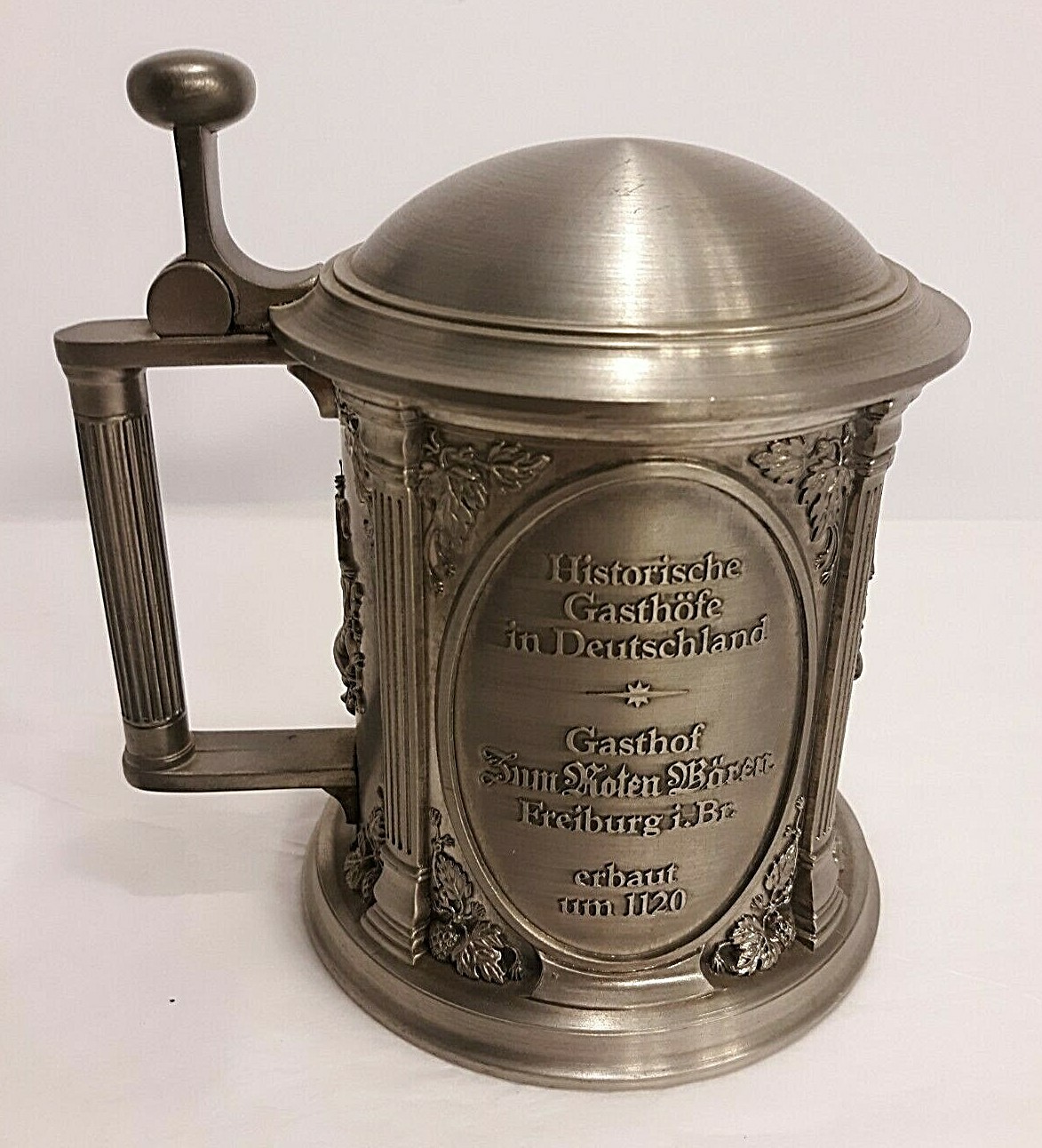 Zinn Relief Pewter Lidded Stein ZUM ROTEN BAREN Inn Germany lid | eBay