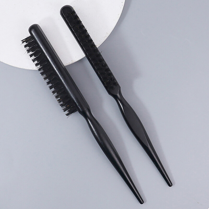 Salon Wooden Comb Hair Teasing Brush Handle Back Comb Natural Boar Bris ...