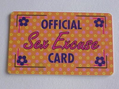 "OFFICIAL SEX EXCUSE CARD" Novelty Joke ID VTG 1991 Made in PA. USA by ...