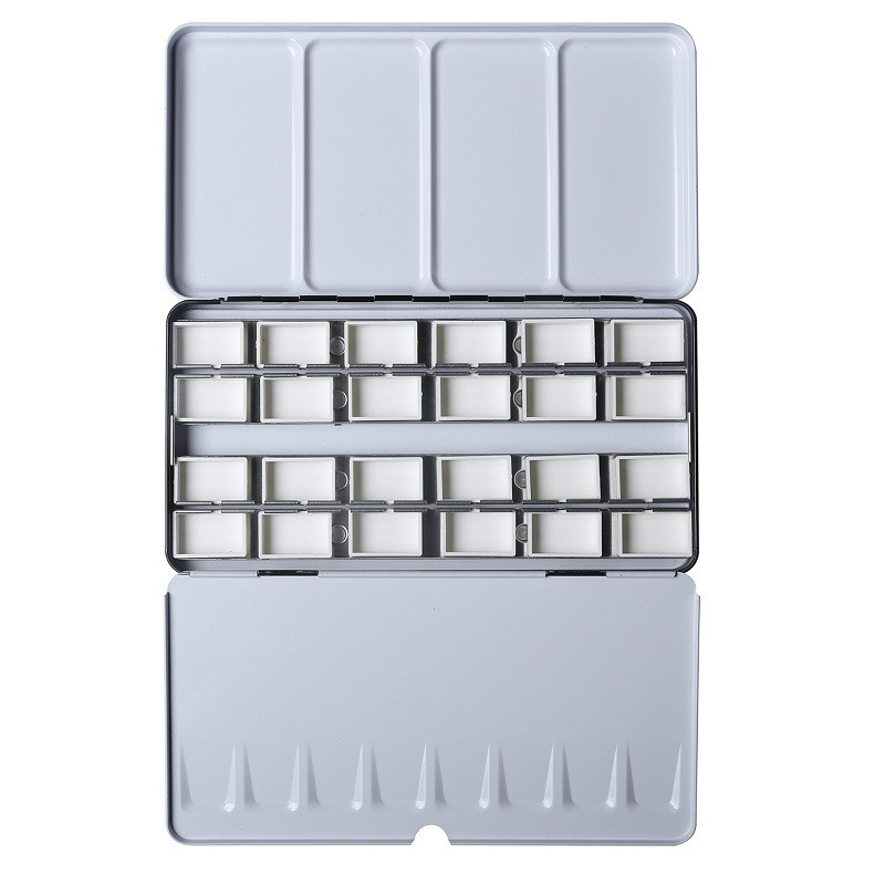 Empty Watercolor Paints Tin Box 6/12/24 Pcs Full Pans or 12/24/48 Half ...